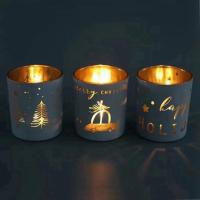 China Christmas Mercury Pillar Color Glass Candle Holder 15oz 3.5 * 4 Inch for sale