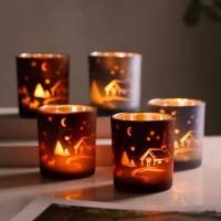 China Christmas Mercury Pillar Color Glass Candle Holder 15oz 3.5 * 4 Inch for sale