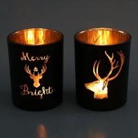 China Christmas Mercury Pillar Color Glass Candle Holder 15oz 3.5 * 4 Inch for sale