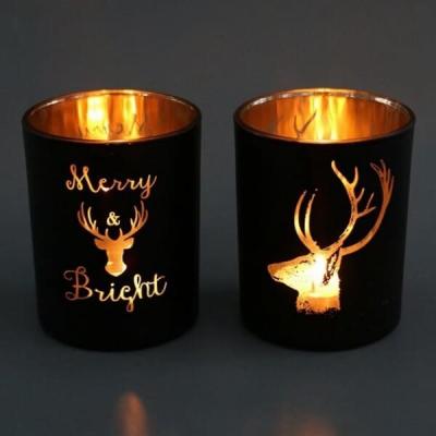 China Christmas Mercury Pillar Color Glass Candle Holder 15oz 3.5 * 4 Inch for sale