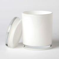 China Empty 430ml Glass Cylinder Candle Holders 15 Oz Candle Jars With Lids for sale