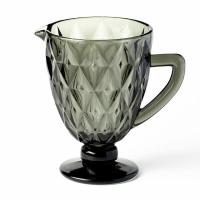 China 38 Oz Smoke Gray Glass Water Pitcher Jug With Spout Machine Pressed for sale