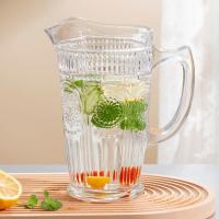 China 45 Ounce Vintage Glass Water Pitcher Machine Made Transparent Embossed for sale