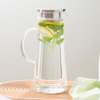 China 1350ml Glass Water Pitcher With Filter Transparent Heat Resistant Glass Carafe for sale