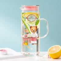 China 48 Oz Borosilicate Glass Water Pitcher With Spout Mouth Blown Heat Resistant for sale