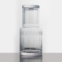 China 36 Oz Lead Free Glass Water Pitcher Handmade Bedside Water Carafe With Cup for sale