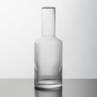 China Ripple Bedside Water Carafe And Glass Set 30Oz Hand Blown Gold Or Silver Rim for sale