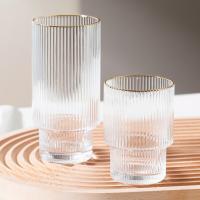 China Ripple Bedside Water Carafe And Glass Set 30Oz Hand Blown Gold Or Silver Rim for sale