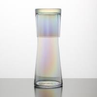 China Iridescent Glass Water Pitcher Ion Plating 26 Ounce Bedside Glass Water Carafe for sale