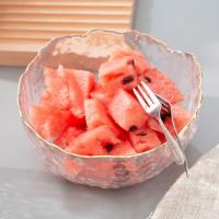 China Gold Edge Clear Glass Mixing Bowls Machine Made Eco Friendly Serving Bowls for sale