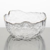 China Gold Edge Clear Glass Mixing Bowls Machine Made Eco Friendly Serving Bowls for sale
