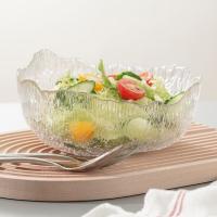 China Irregular Crystal Clear Glass Serving Bowls 32 oz Extra Large Salad Mixing Bowl for sale