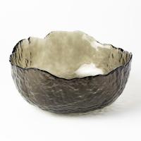 China Smoked Extra Large Glass Kitchen Wares 35 Oz Irregular Glass Salad Serving Bowl for sale