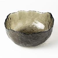 China Smoked Extra Large Glass Kitchen Wares 35 Oz Irregular Glass Salad Serving Bowl for sale
