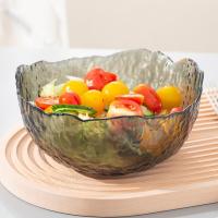 China Smoked Extra Large Glass Kitchen Wares 35 Oz Irregular Glass Salad Serving Bowl for sale