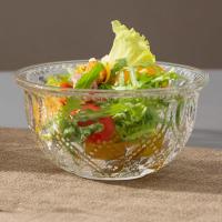 China Vintage Glass Kitchen Wares Embossed Pressed Clear Glass Salad Bowls for sale