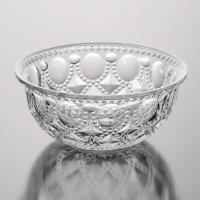 China Vintage Glass Kitchen Wares Embossed Pressed Clear Glass Salad Bowls for sale