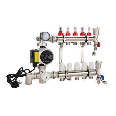 China DH-1102H Stainless Steel Underfloor Heat Water Manifold With Flowmeter Valves for sale