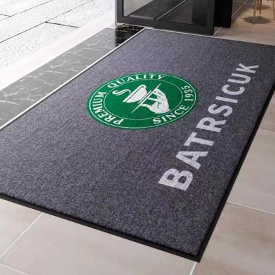China Printed Custom Logo Mats Carpet Rugs Nylon Top Rubber Back For Restaurant for sale