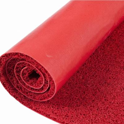 China PVC Coil Spaghetti Entrance Mat Roll Red Flexible Loop Doormat for Commercial Entrance for sale
