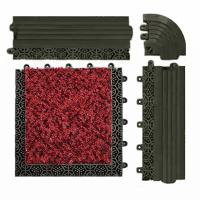China Interlocking Modular Doormat with PVC Coil Insert Hollow Base Dirt Catching Entrance Floor Tile with Matching Edge and Corner Trims for sale