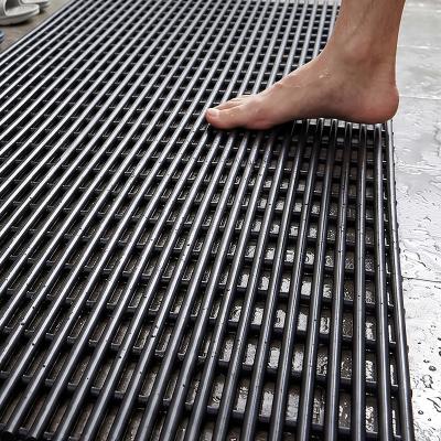 China Double Layer PVC Tube Drainage Mat Round Rod Open Grid Anti Slip PVC Mat for Pool Kitchen and Wet Area for sale