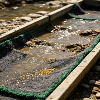 China 1800GSM Gold Mining Carpet  PP & Polyester Blend Gold Sluice Mat with Waterproof Backing for sale