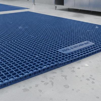 China Double Layer PVC Tube Drainage Mat Round Rod Open Grid Anti Slip PVC Mat for Pool Kitchen and Wet Area for sale