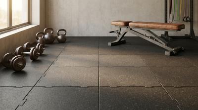 China Fitness Mats 25mm Interlocking Rubber Tiles Easy Install for Home Gym Floor for sale
