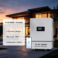 China 51.2V 200Ah 10.24kWh Stackable Wall-mounted LiFePO4 Solar Battery Pack with 5-10 Year Cycle Life for sale
