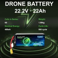 China High Capacity Solid State Lithium Ion Battery Pack 22.2V 22Ah 488Wh High Weight Energy Density Rechargeable Lithium Battery Direct Factory Supply For UAV Robot Industrial Mobile Power Stable for sale