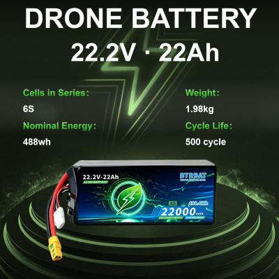 China High Capacity Solid State Lithium Ion Battery Pack 22.2V 22Ah 488Wh High Weight Energy Density Rechargeable Lithium Battery Direct Factory Supply For UAV Robot Industrial Mobile Power Stable for sale