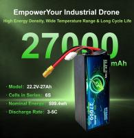 China 22.2V 27Ah Solid State Lithium Ion Battery Pack 599Wh 6S High Energy Density Industrial UAV Battery Factory Direct Supply UN38.3 Certified For Heavy Payload Drone Field Mobile Working Equipment for sale