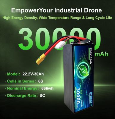 China 22.2V 30Ah Solid State Lithium Ion Battery Pack 666Wh High Power Rechargeable Battery 10C Discharge 253Wh/kg Energy Density For Portable Machinery UAV And Remote Site Power Supply for sale