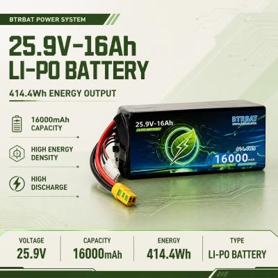 China 7S 25.9V 16Ah 414.4Wh High Rate Drone Lipo Battery Wide Temperature 5C Continuous Discharge Long Cycle Life 500 Times For Industrial UAV RC Model Aircraft for sale