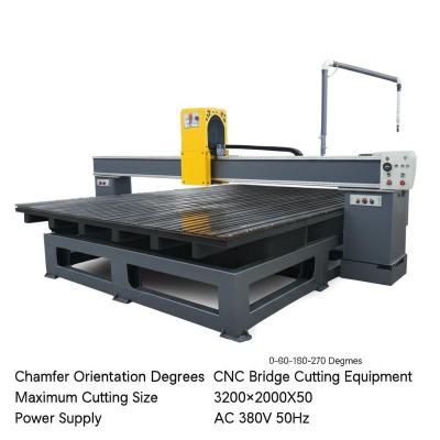 China CNC Bridge Cutting Equipment with 5000kg Load Capacity 18.5kW Motor and 0-90-180-270° Chamfer Orientation for sale