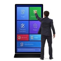 China 100 Inch Floor Standing Digital Signage Cms Free Standing Kiosk Smart Tempered Glass for sale