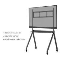 China Mobile TV Rolling Floor Stand Lockable Wheels Trolley 55-86 Inch Interactive Whiteboard for sale