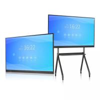 China Mobile TV Rolling Floor Stand Lockable Wheels Trolley 55-86 Inch Interactive Whiteboard for sale