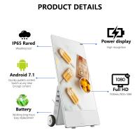 China Battery Powered Supply LCD Poster 43 Inch Portable Digital Billboard Advertising Display Screen with Movable Wheels for sale