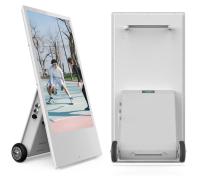 China Battery Powered Supply LCD Poster 43 Inch Portable Digital Billboard Advertising Display Screen with Movable Wheels for sale