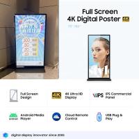 China 75 Inch Full Screen Indoor 4K Ads Display Floor Standing Advertising Player Info Poster WIFI Android LCD Digital Signage for sale