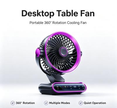 China 360° Wide Airflow Portable Desktop Fan Rechargeable USB Personal Fan With LED Display Adjustable Angle Quiet Operation for sale