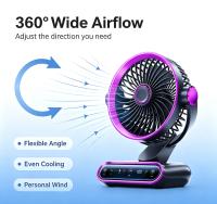 China 360° Wide Airflow Portable Desktop Fan Rechargeable USB Personal Fan With LED Display Adjustable Angle Quiet Operation for sale