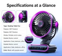 China 360° Wide Airflow Portable Desktop Fan Rechargeable USB Personal Fan With LED Display Adjustable Angle Quiet Operation for sale