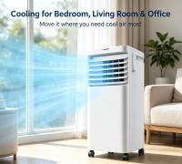 China 9000 BTU/h Electric Portable Household Air Conditioner Easy Move Wheels Remote for sale