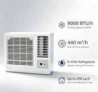 China 9000BTU Window AC Unit Fixed Frequency 440m3/h R410A for Small Rooms 298sqft for sale
