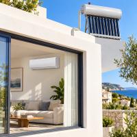 China Vacuum Tube Solar Air Conditioner 9000BTU Hybrid Thermal Energy Saving For High Cost Areas for sale