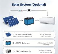 China 12000 BTU Full DC Off Grid Solar Air Conditioner For Remote Residential Buildings for sale
