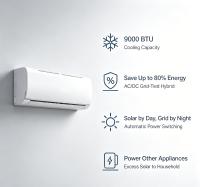 China 9000 BTU Solar Air Conditioner Grid Tied Day Solar Night Mains For Office Hospital for sale